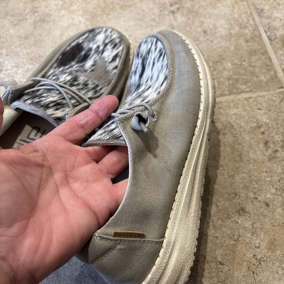 Hey Dude | Shoes | Cow Print Hey Dude Size W5 | Poshmark